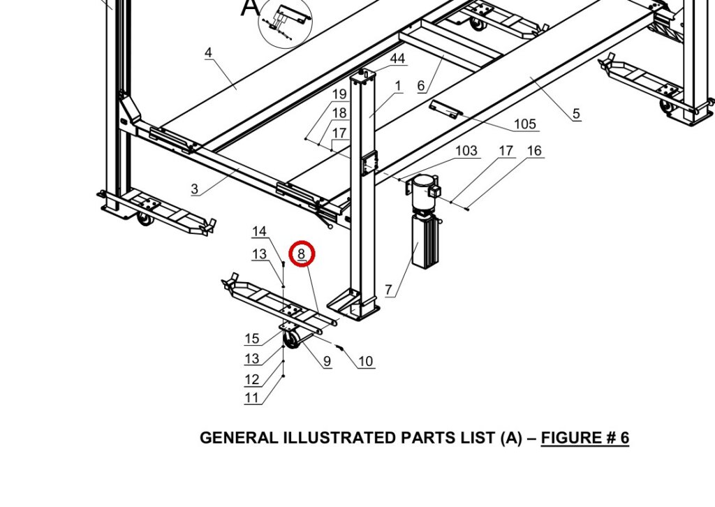 Direct Lift SH4D-7000 Caster Frame - PP9+ 9K 4-Post Caster Kit - Car ...